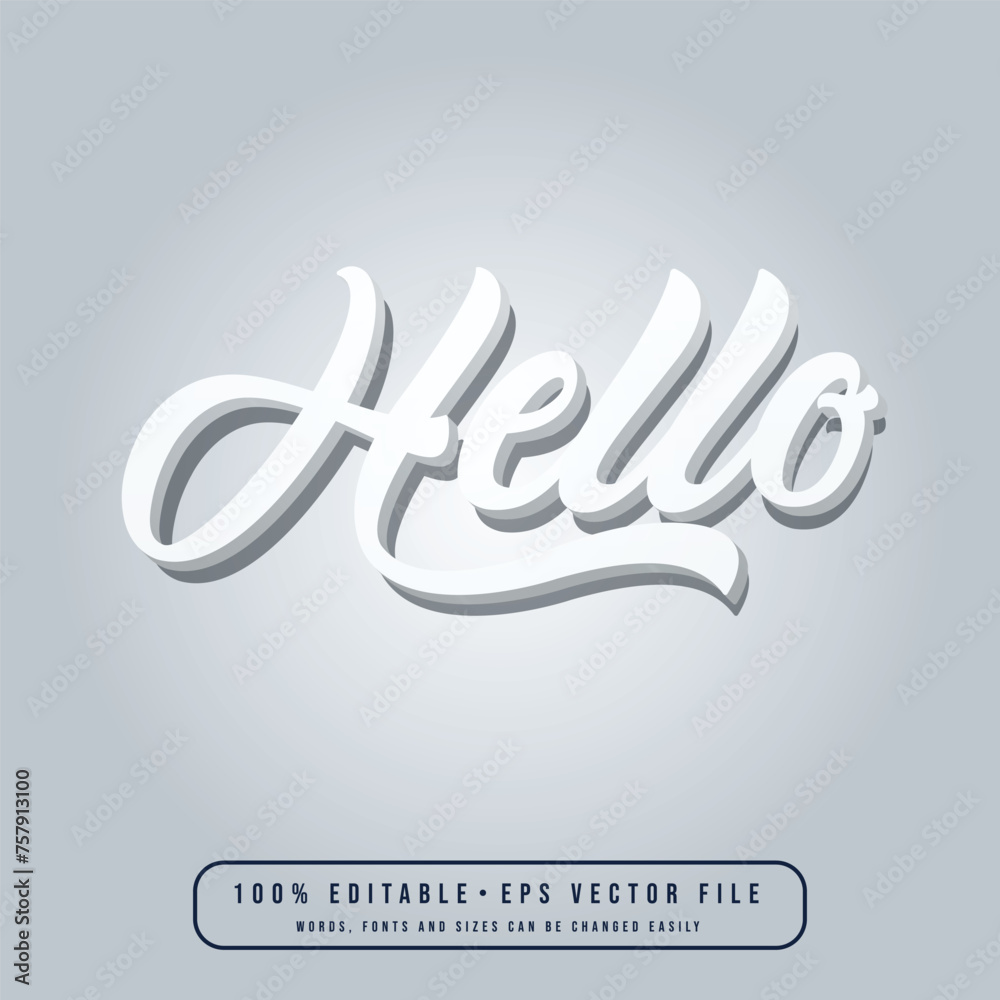 Hello text effect vector. Editable college t-shirt design printable ...