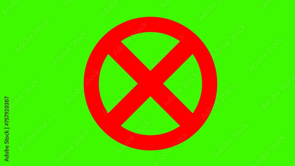 Cross mark, stop, no entry, error symbol, 4k animation motion graphics ...