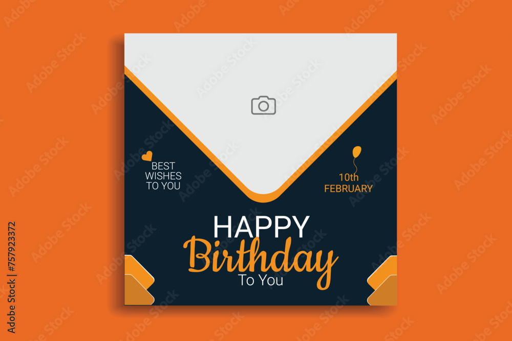 Birthday Social Media post, Birthday Template, Happy Birthday Template ...