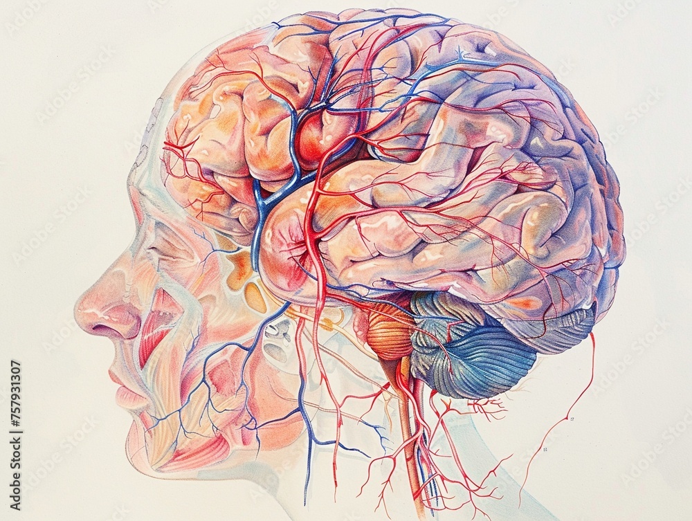 Illustrate the brain affected by a stroke resulting in paralysis and ...