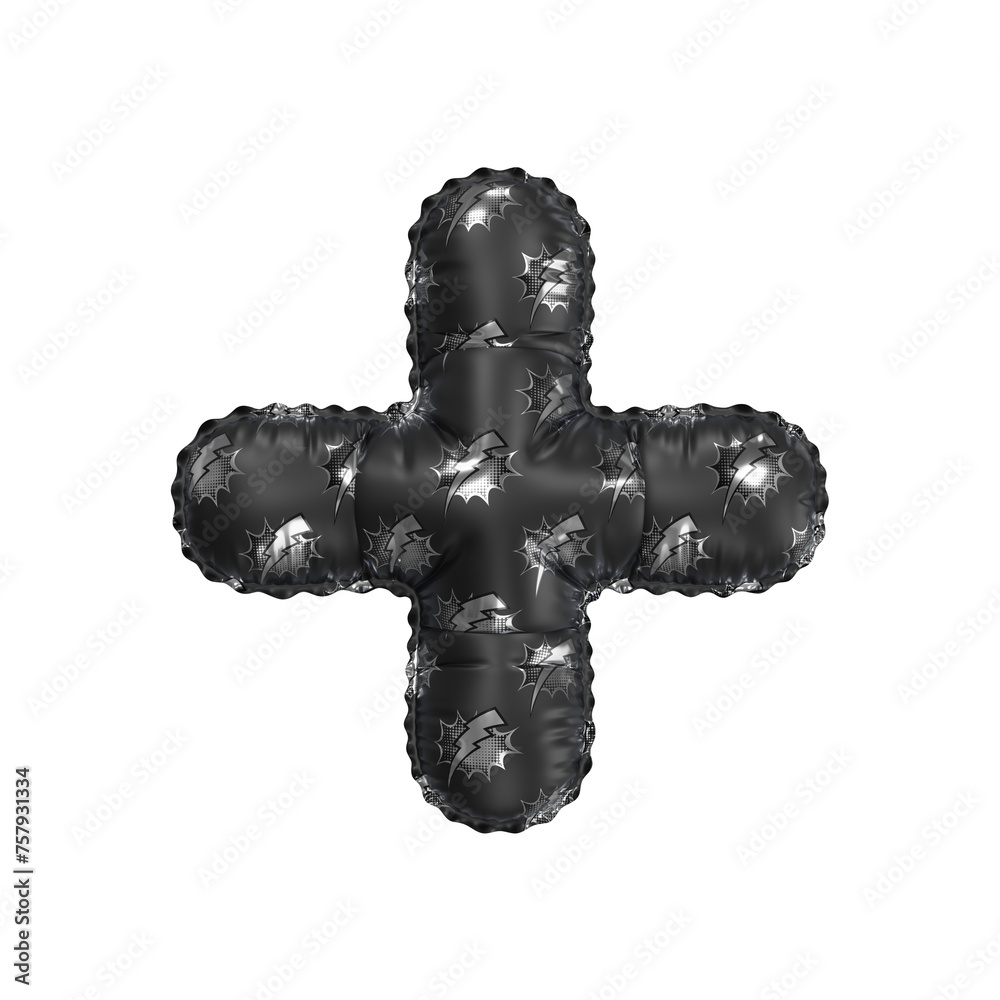 3D inflated balloon Plus Symbol/sign with black power lightning comic ...