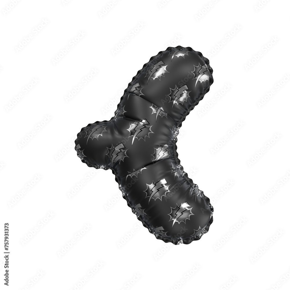 3D inflated balloon Curly braces Symbol/sign with black power lightning ...