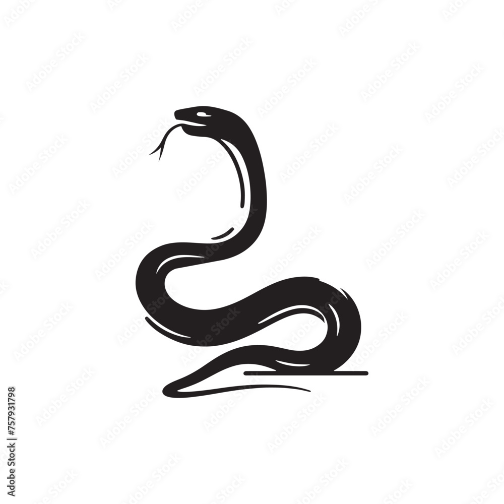 Snake Vector Silhouette: A Sinuous Silhouette Capturing the Elegance of ...