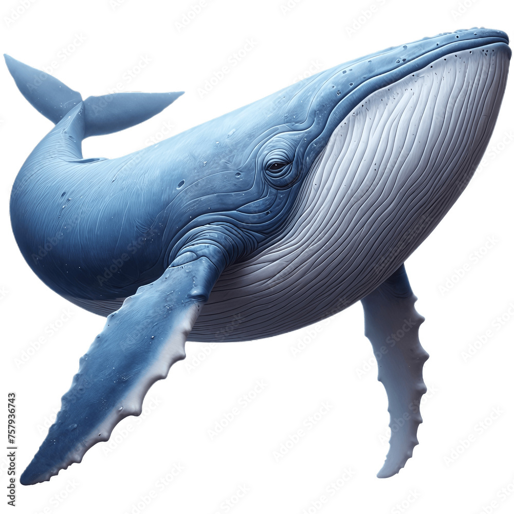 Enchanting Blue Whale PNG: Vibrant Digital Illustration of Underwater ...