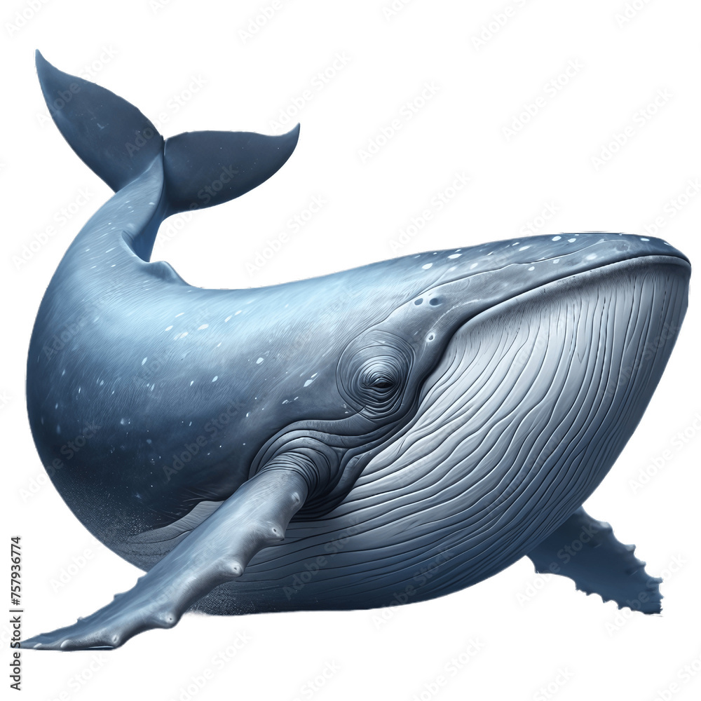 Majestic Blue Whale PNG: Realistic Digital Artwork of Ocean's Gentle ...