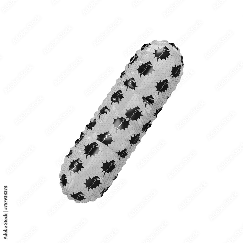 3D inflated balloon Slash Symbol/sign with black & white power ...