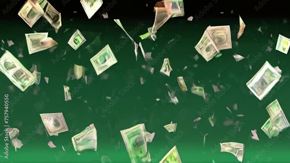 100 Dollar Bills Green Screen. Rain Effects. 3D Animation Money Rain ...
