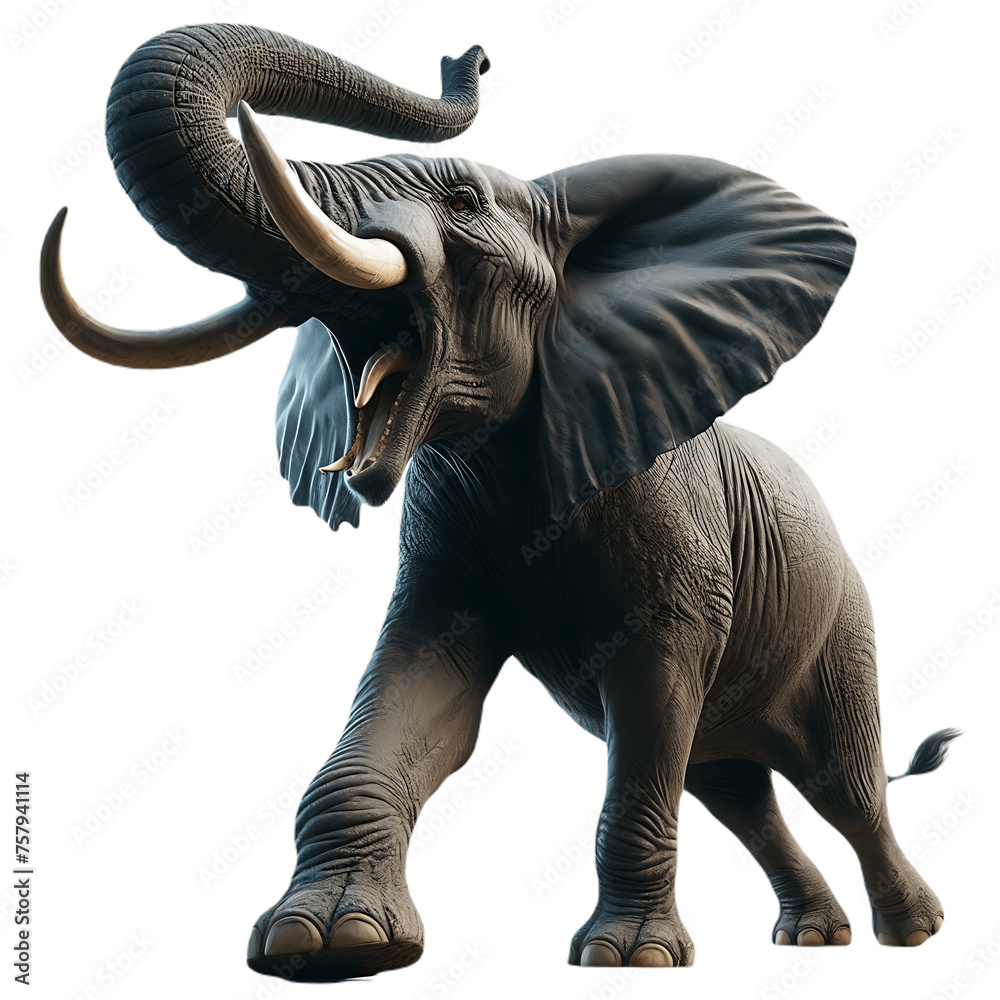 Dynamic Elephant PNG Rendering: Energetic Digital Art of the Mighty ...