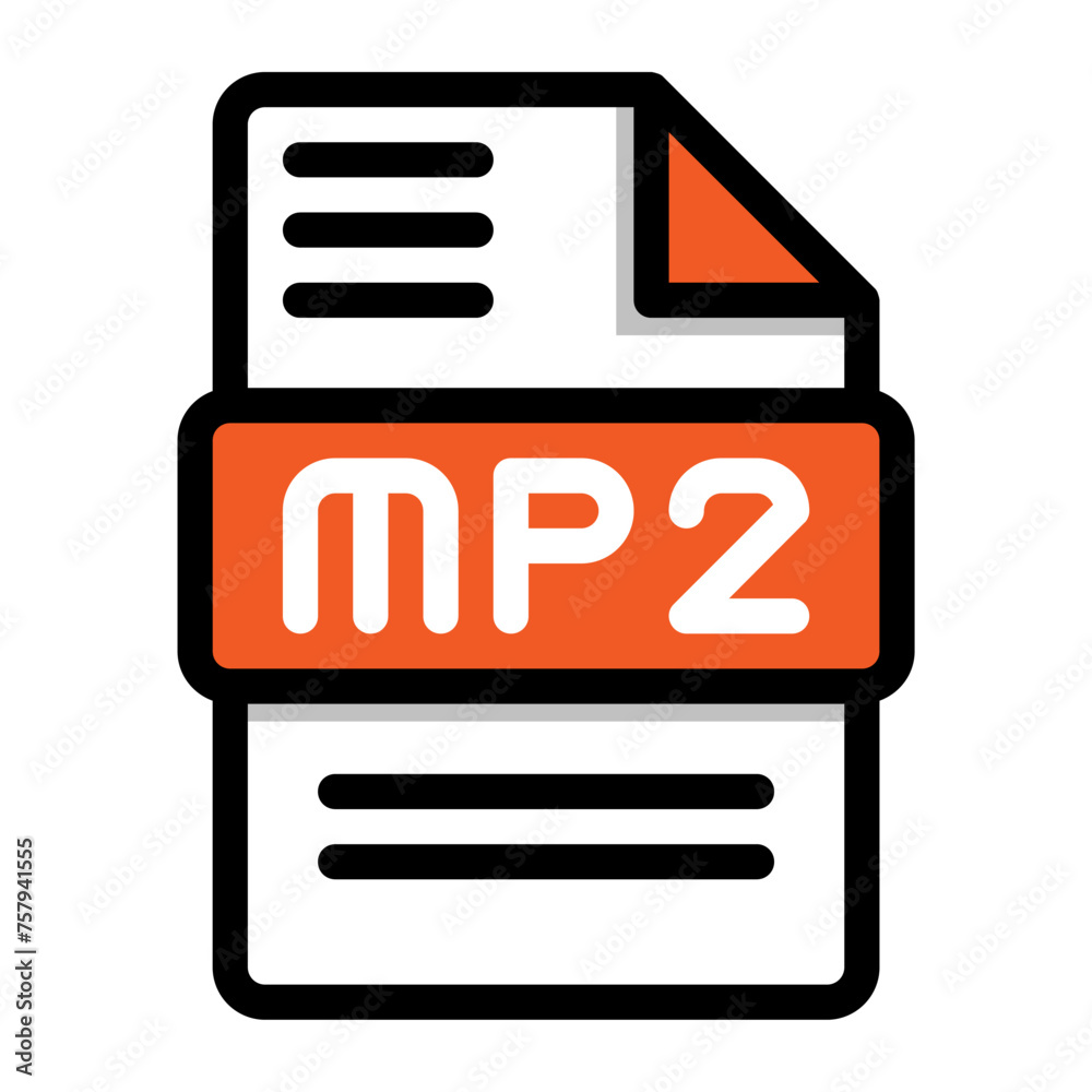 Mp2 file icon. flat audio file, icons format symbols. Vector ...