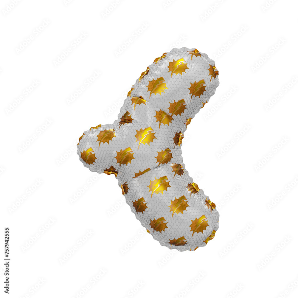 3D inflated balloon Curly braces Symbol/sign with gold power lightning ...