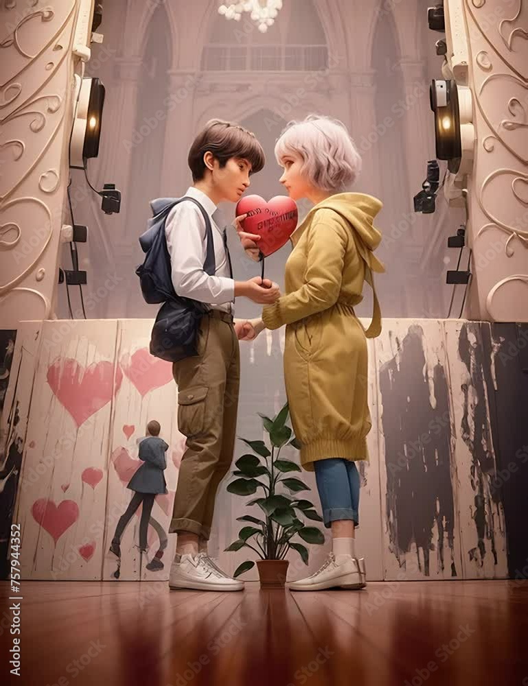 Cinematic Masterpiece: A Heartfelt Union - Couple Holding a Heart ...