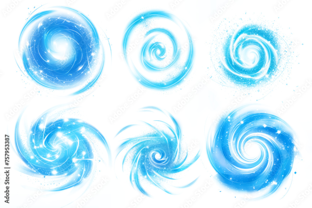 magical energy effects, blue light wizard spell, on a white background ...