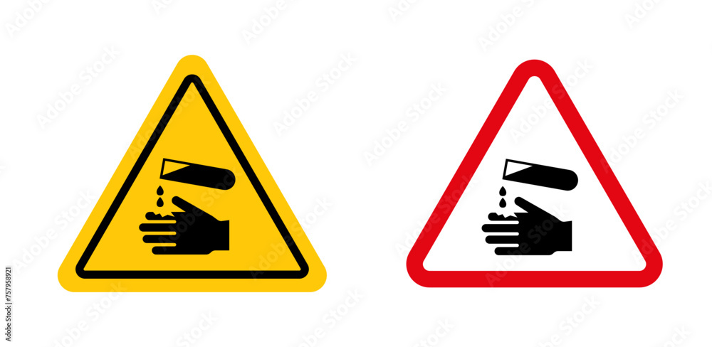 Corrosive acid safety sign. danger corrosion chemical warning symbol ...