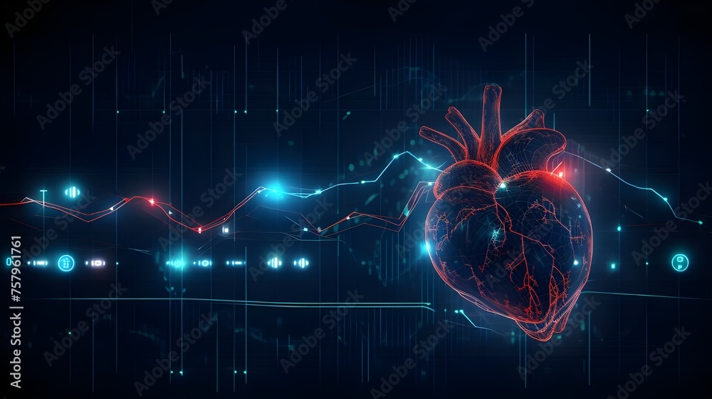 Heartbeat line transforming into a digital AI code, AI role in real ...