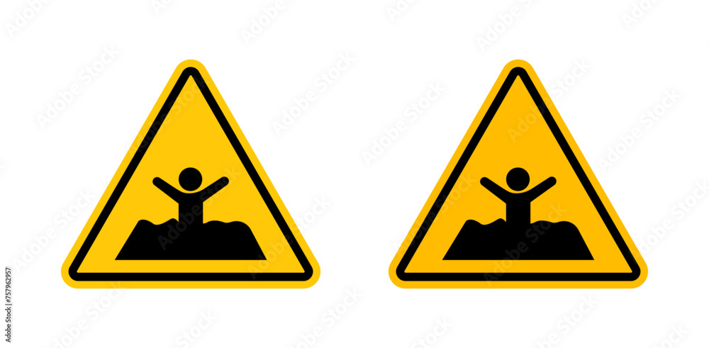 Mud Hazard Warning Sign. Quicksand and Swamp Danger Symbol. Caution for ...
