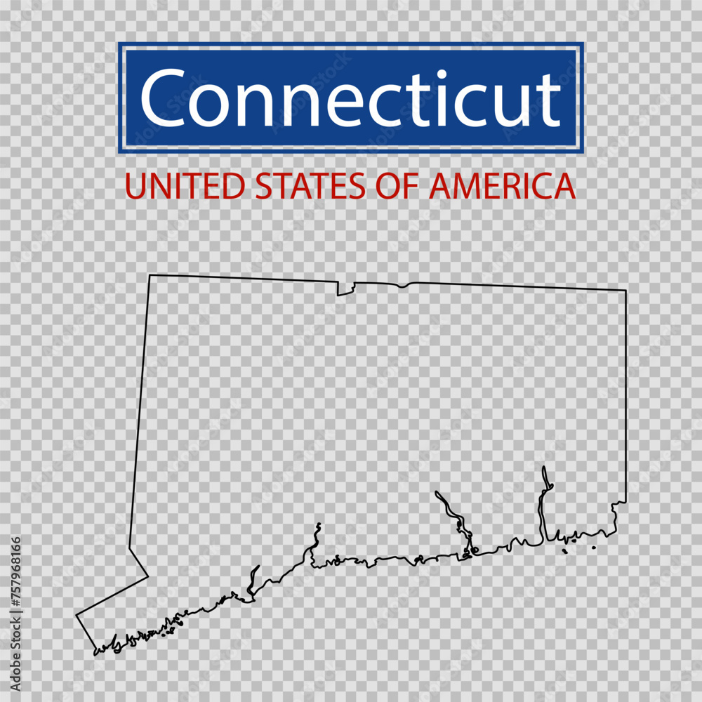 Connecticut state outline map on a transparent background, United ...