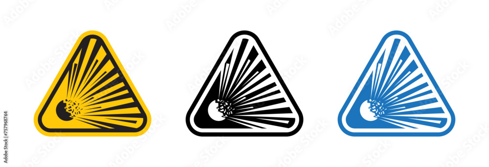Explosive Material Hazard Symbol. Warning Triangle for Explosion Risks ...