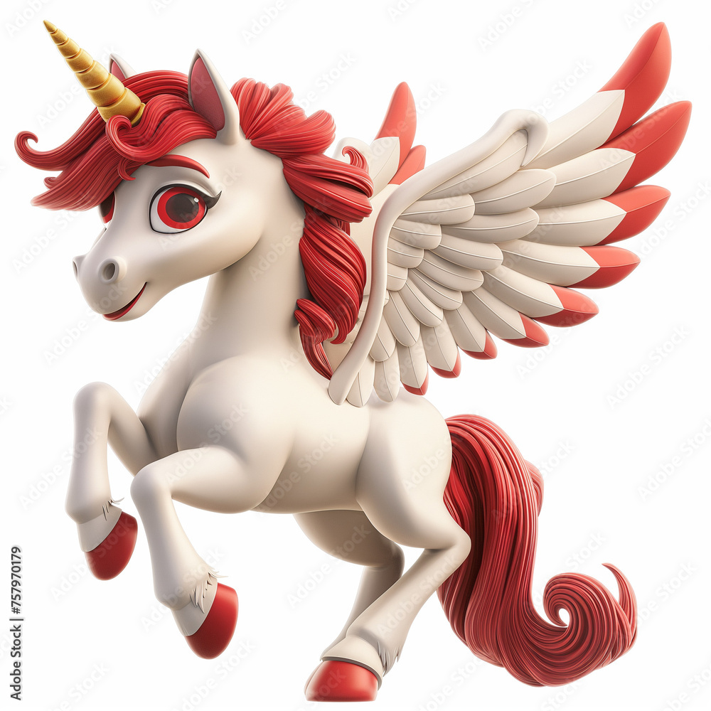 Cute 3d illustration of a Pegasus character. Pegasus character for ...