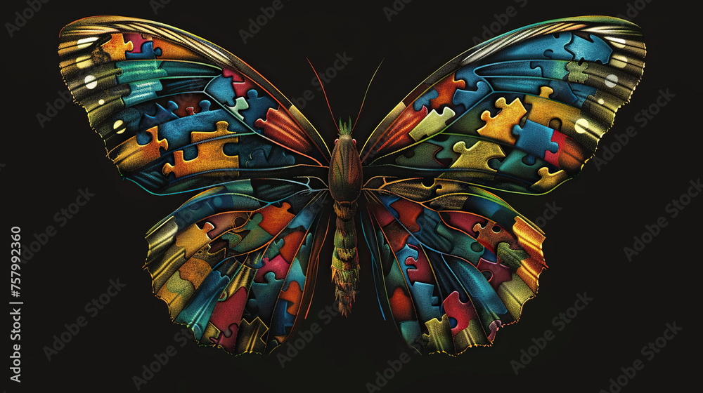 World autism awareness day card or banner, autistic colorful puzzle ...