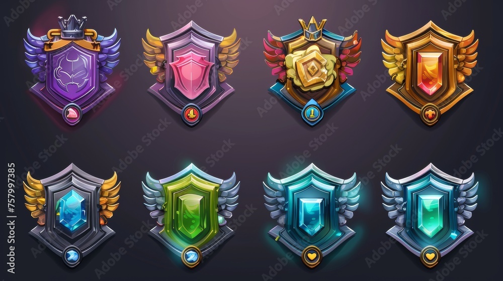 In this set you will find game badges, hexagon frames with wings. A set ...