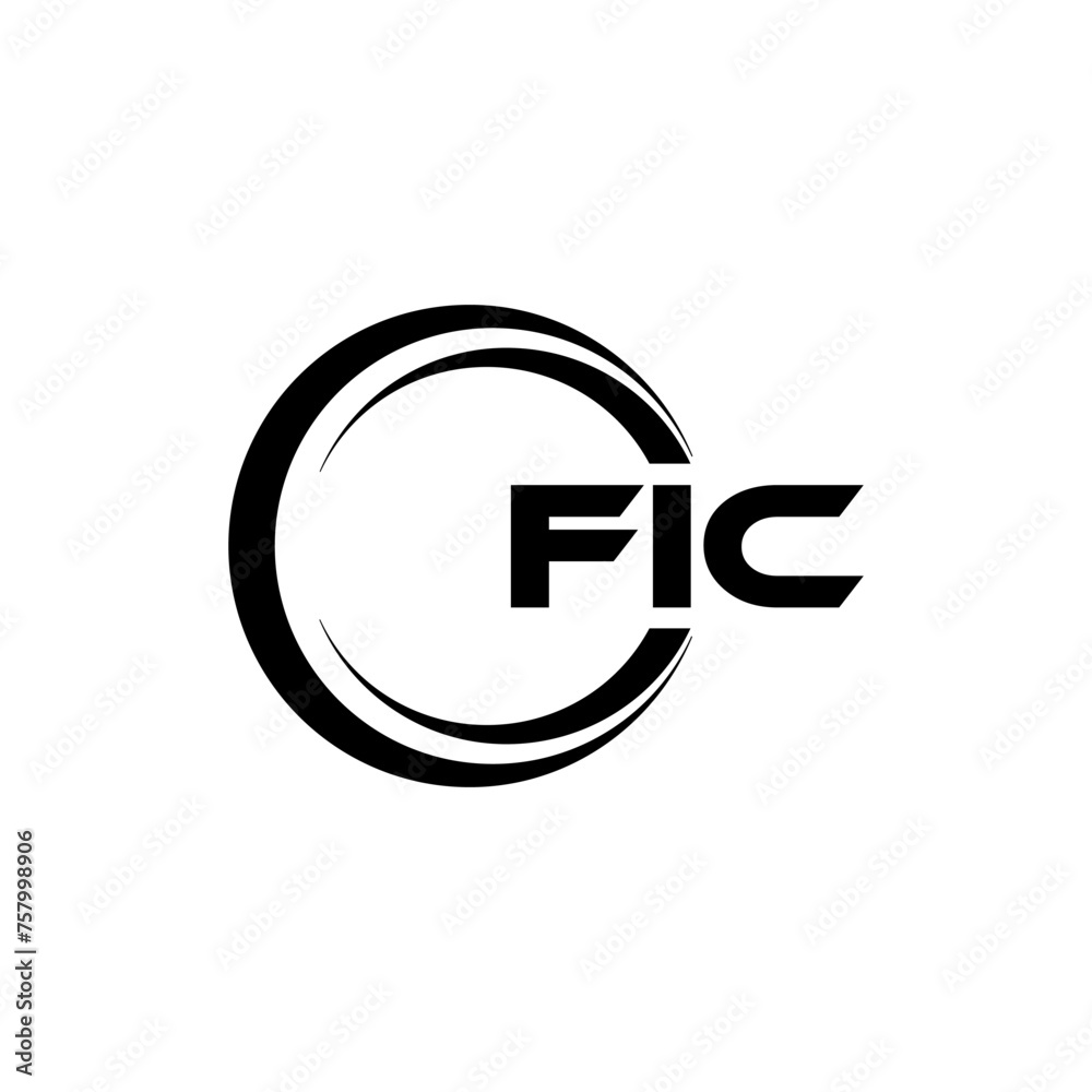 FIC letter logo design with white background in illustrator, cube logo ...