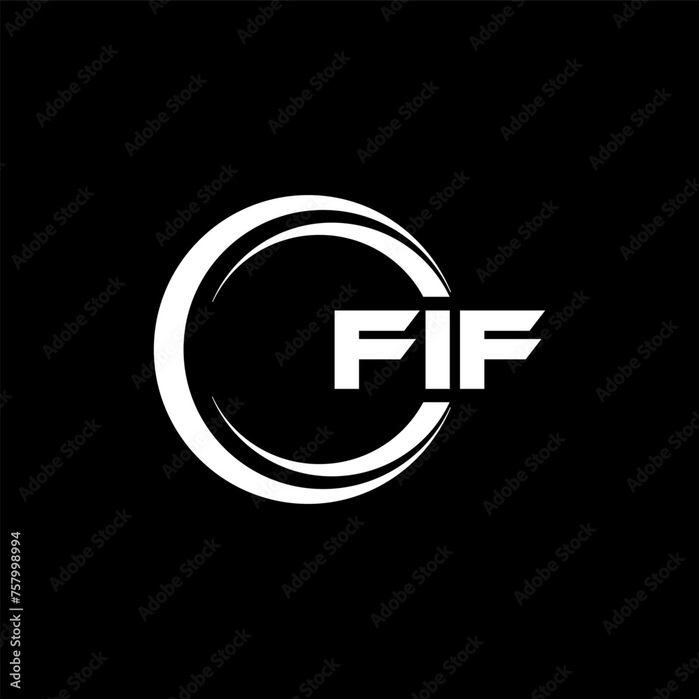 FIF letter logo design with black background in illustrator, cube logo ...