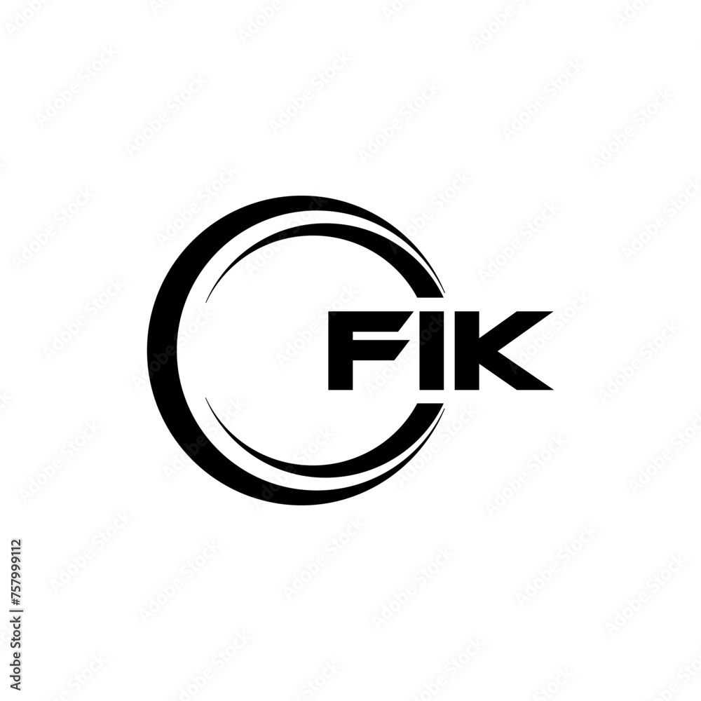 FIK letter logo design with white background in illustrator, cube logo ...