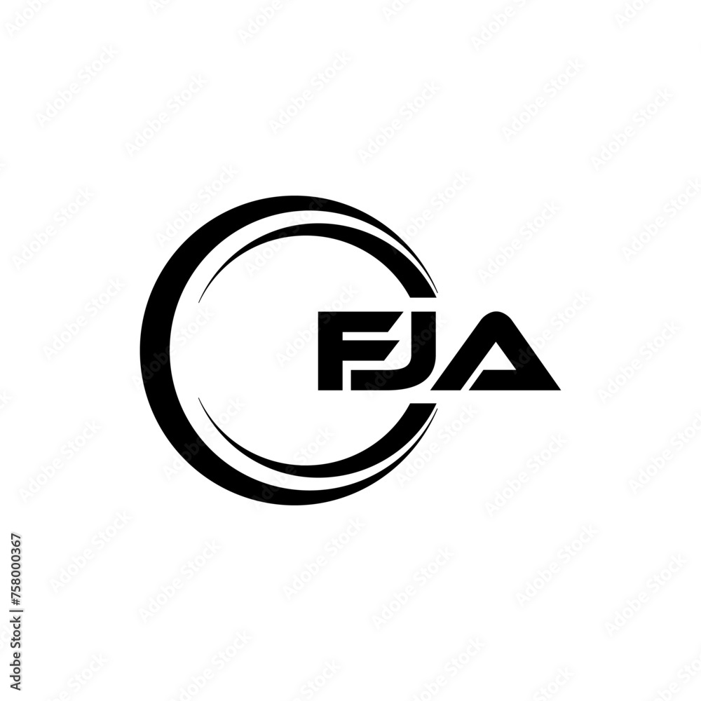 FJA letter logo design with white background in illustrator, cube logo ...