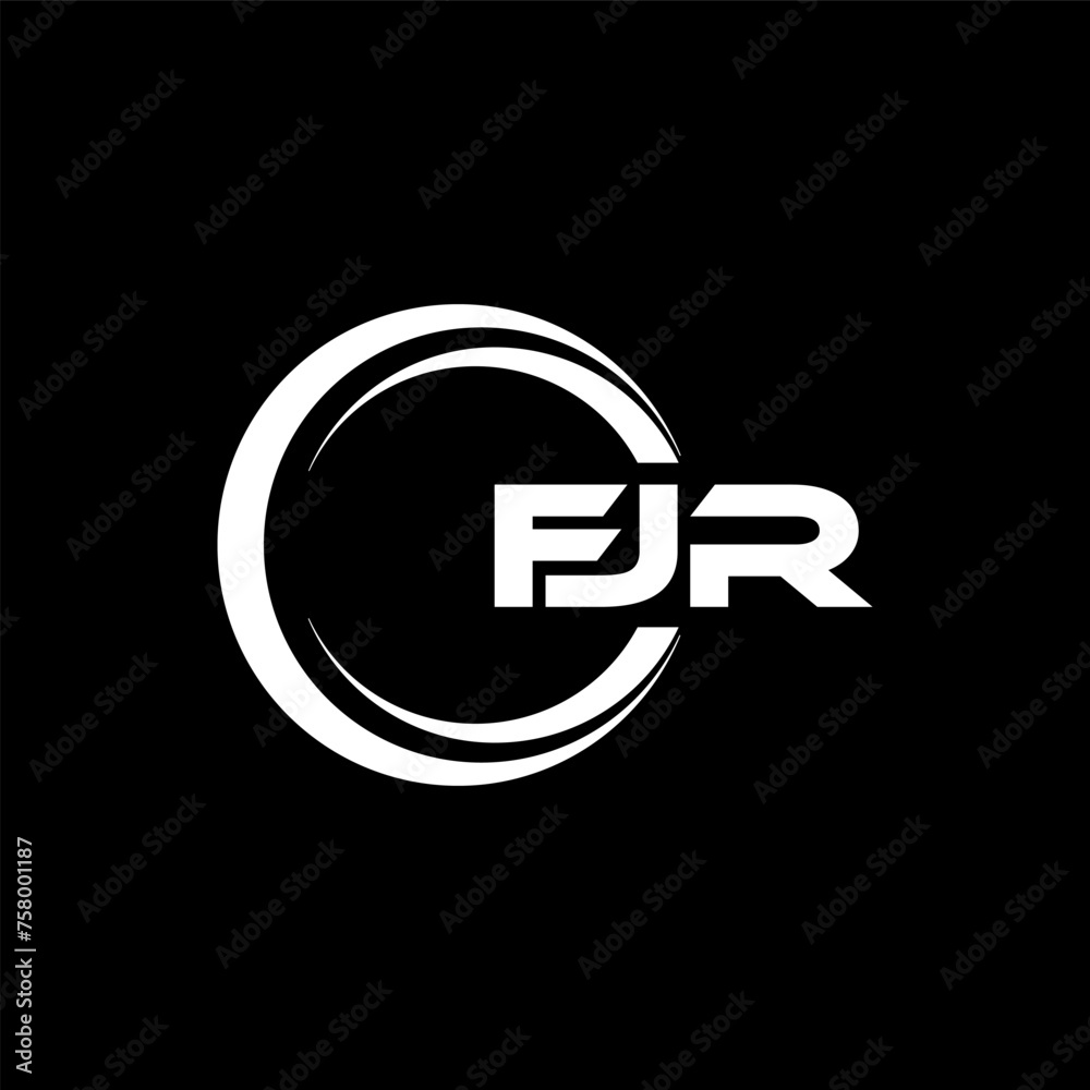 FJR letter logo design with black background in illustrator, cube logo ...