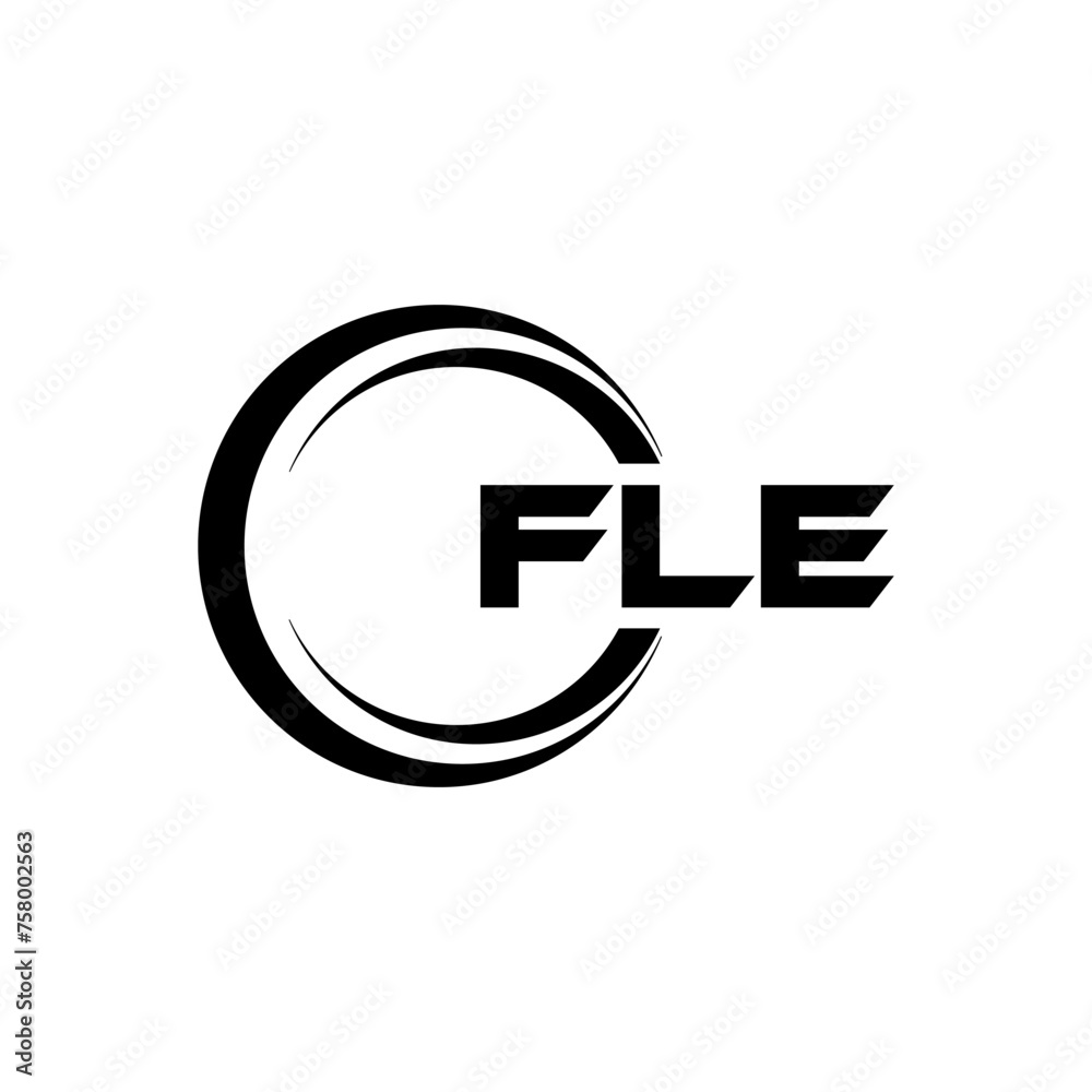 FLE letter logo design with white background in illustrator, cube logo ...