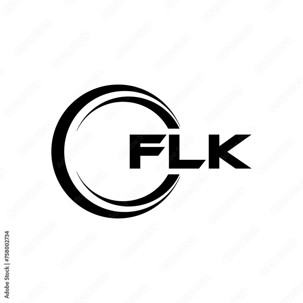 FLK letter logo design with white background in illustrator, cube logo ...