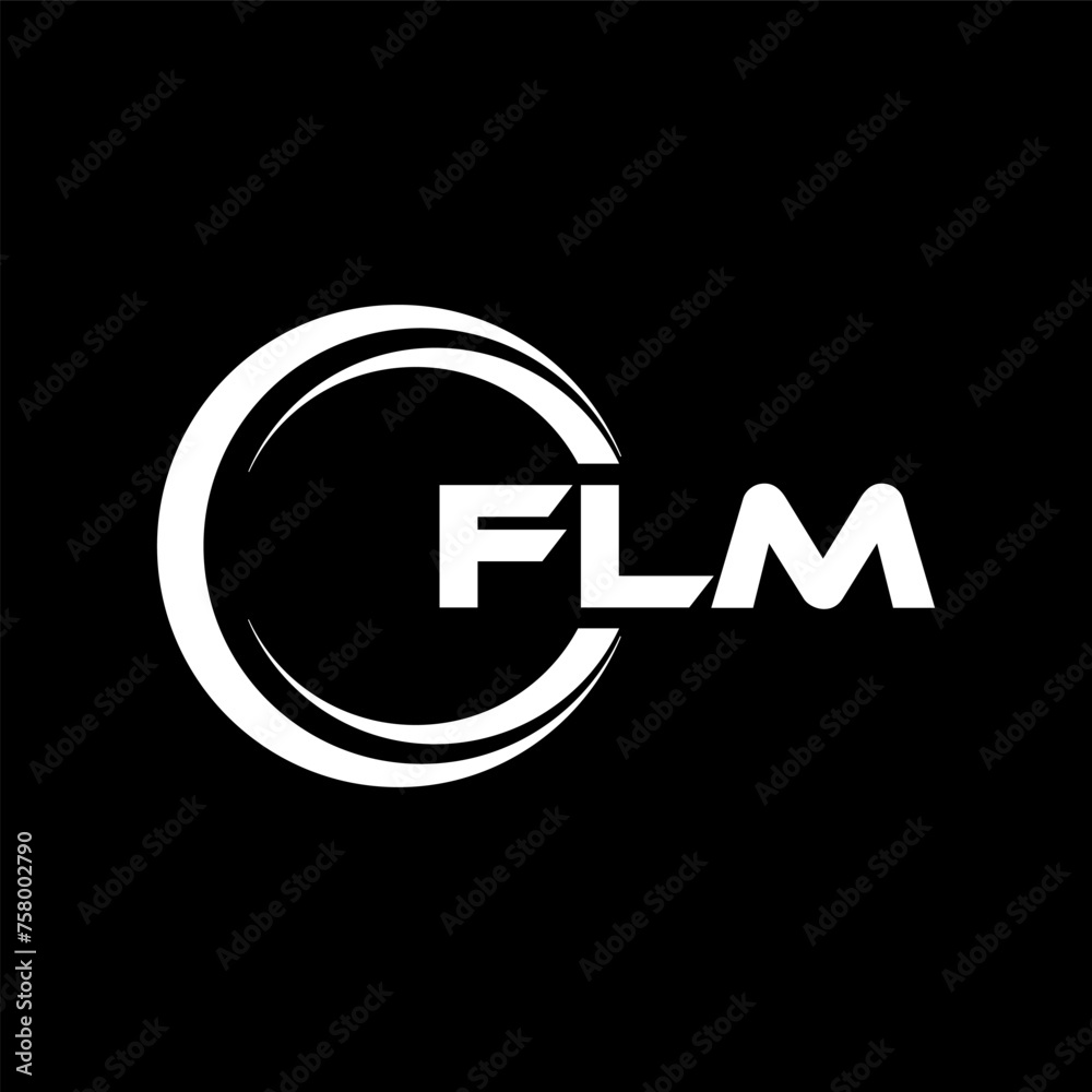 FLM letter logo design with black background in illustrator, cube logo ...