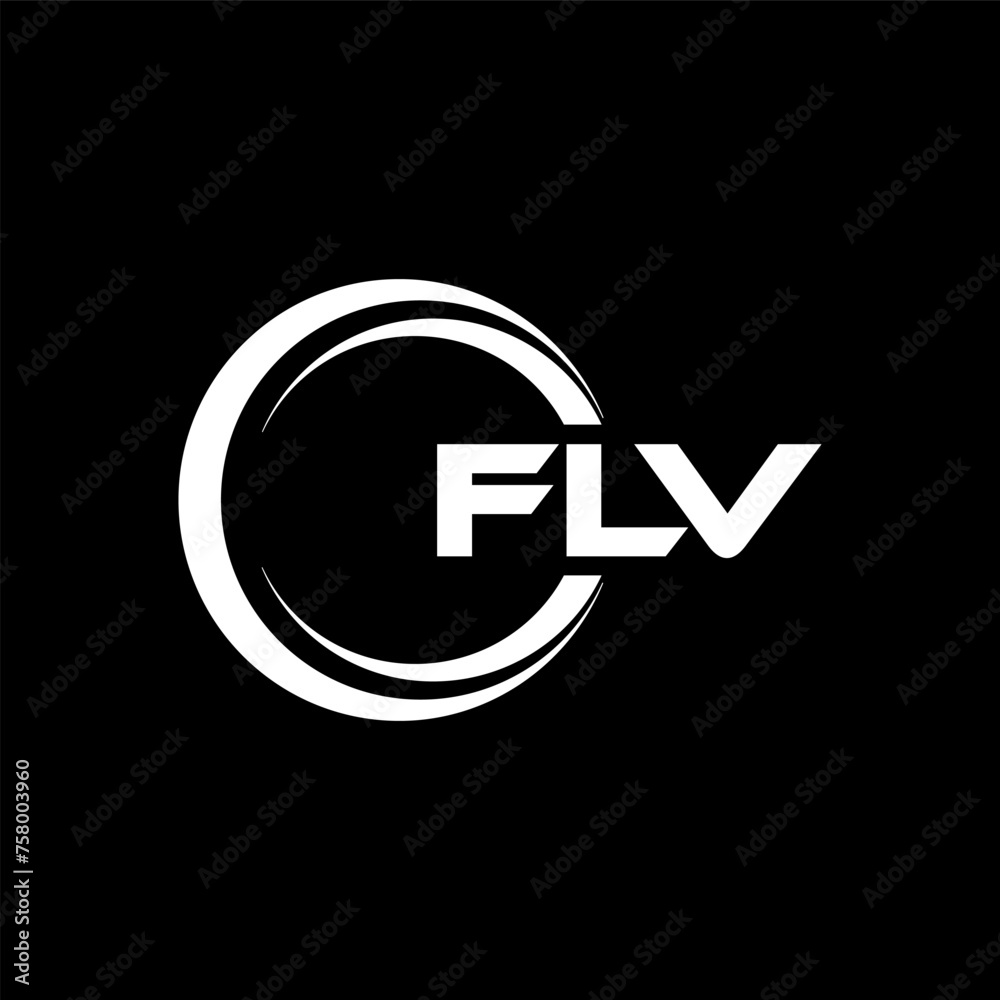 FLV letter logo design with black background in illustrator, cube logo ...