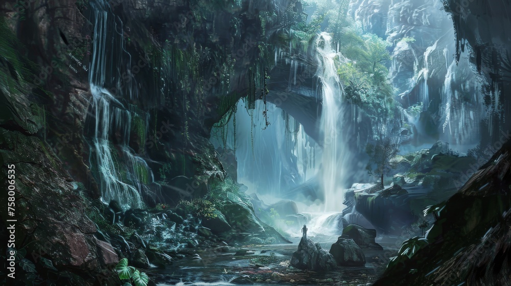 Waterfall hides the entrance to a secret cave - Water's force and the ...