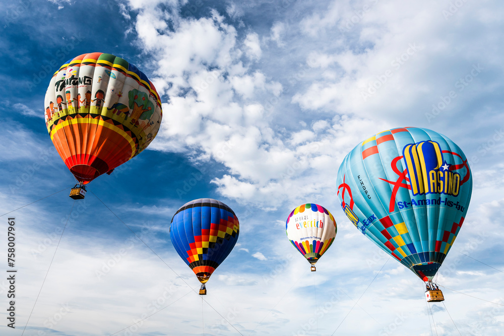 Taitung, Taiwan- July 6, 2019: There are various hot air balloons at ...
