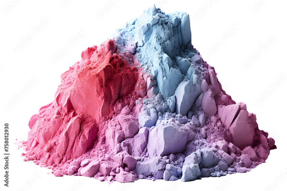Multi-colored pile chalk dust on Isolated on transparent background or ...