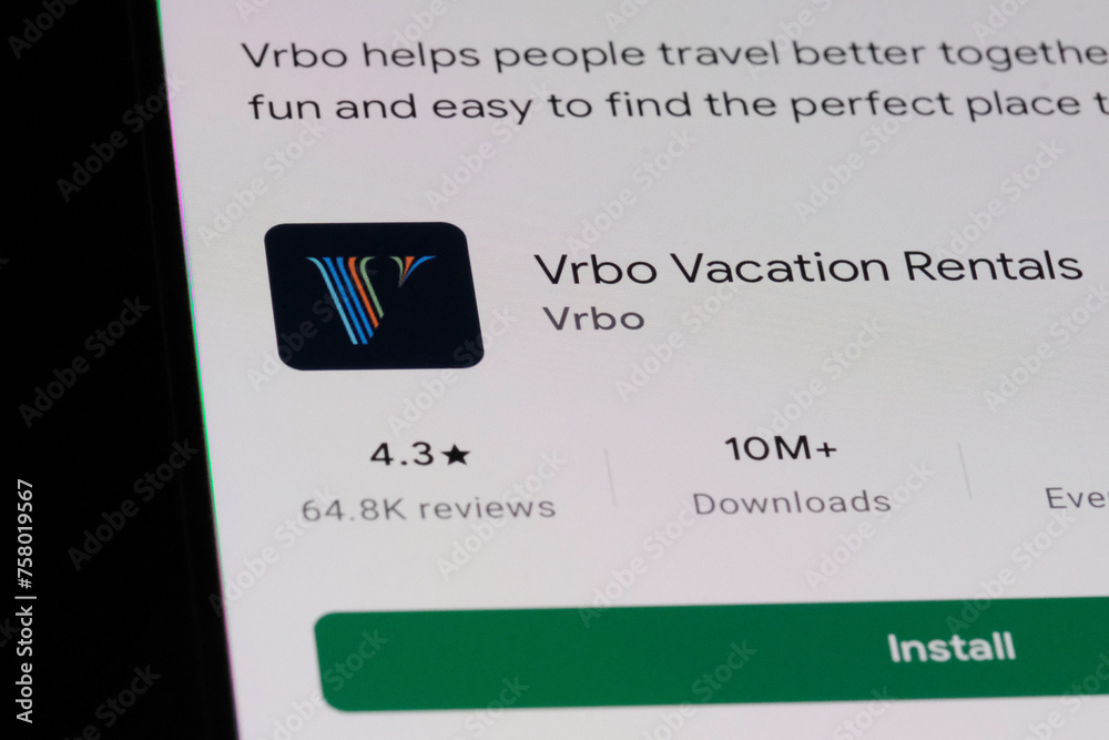 Shanghai,China-March 14th 2024: Vrbo app icon. online rental company ...