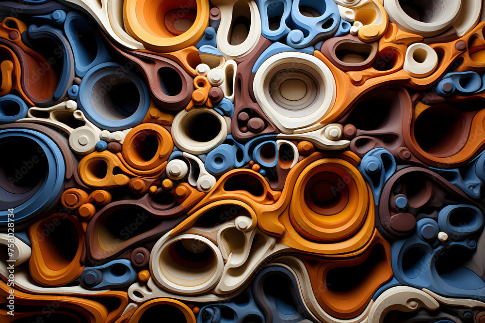 Abstract organic shapes pattern. A visually captivating 3D illustration ...