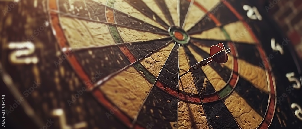 Missed the target sports setting with a dartboard in the background a ...