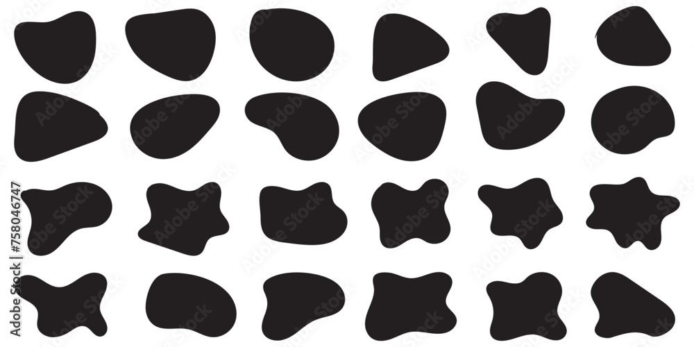 Black organic blob shape irregular form abstract vector illustration ...
