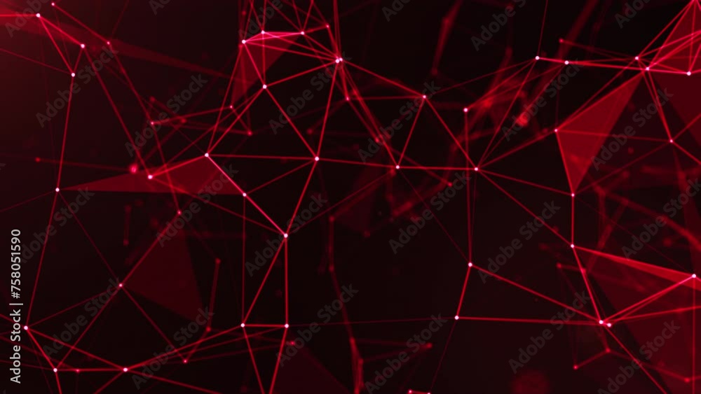 Abstract digital connection of red lines and dots in the space. Network connection structure and ...