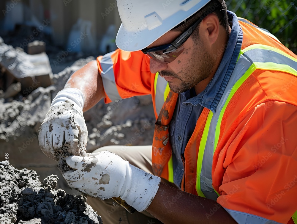 Geotechnical engineer analyzing soil samples Stock Illustration | Adobe ...