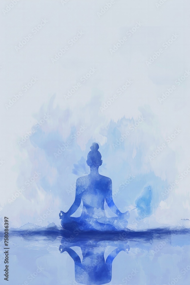 Hand-drawn pastel digital watercolour paint sketch A calm figure ...