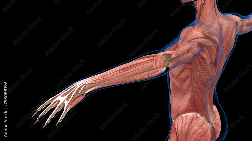 human female muscle anatomy for medical concept 3d rendering Stock ...