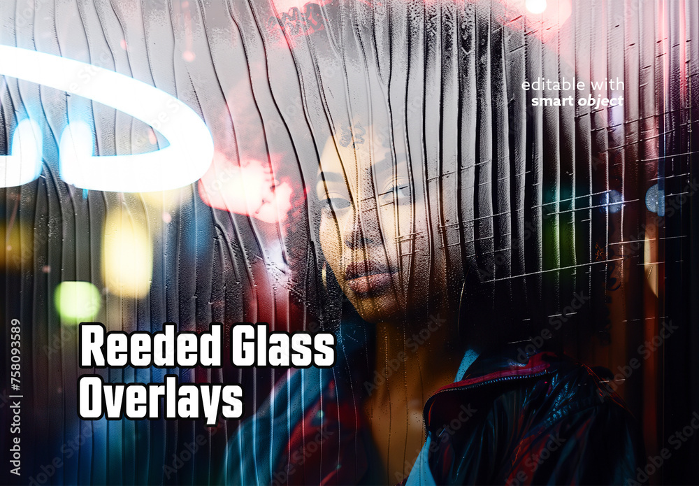 Reeded Glass Overlays. Ai Generated Stock Template | Adobe Stock