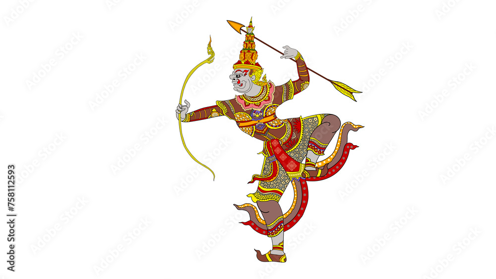Ravana is shooting arrows against soldiers in the Ramayana, Happy ...