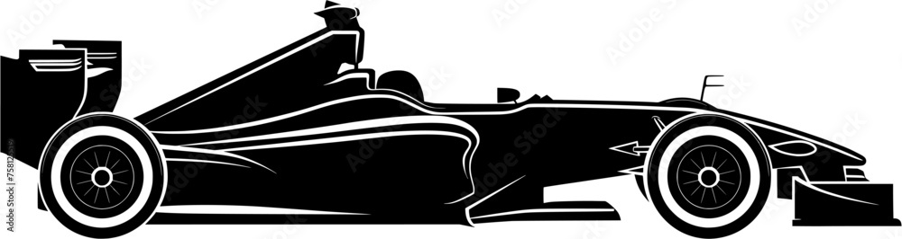 Formula 1 car black icon side view on a transparent background. Stock ...