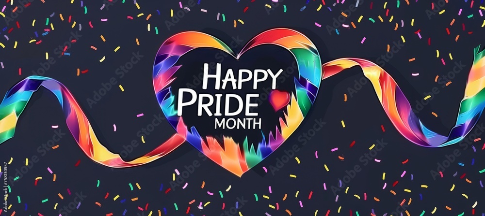Pride Day themed rainbow banner with the text "HAPPY PRIDE MONTH". Love ...