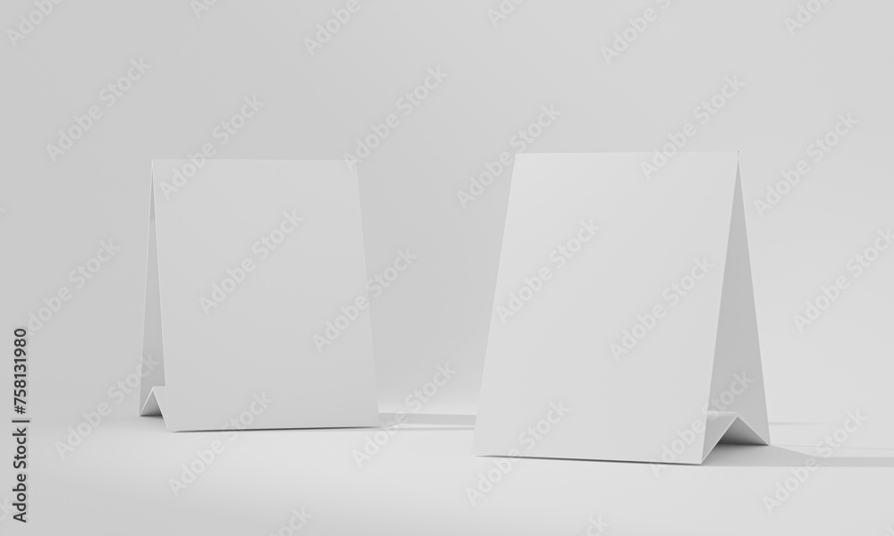 3d render Mock up blank white Table Tent isolated on white background ...