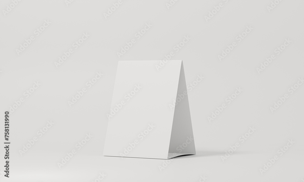 3d render Mock up blank white Table Tent isolated on white background ...